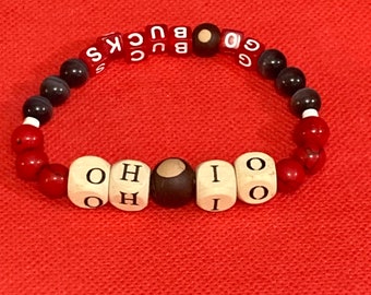 Ohio State Bracelet, Buckeyes Bracelet, Ohio State Fan Gift, Buckeye ...
