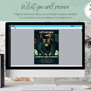 Let's Go Wild Children's Jungle Birthday Invitation Template - Etsy