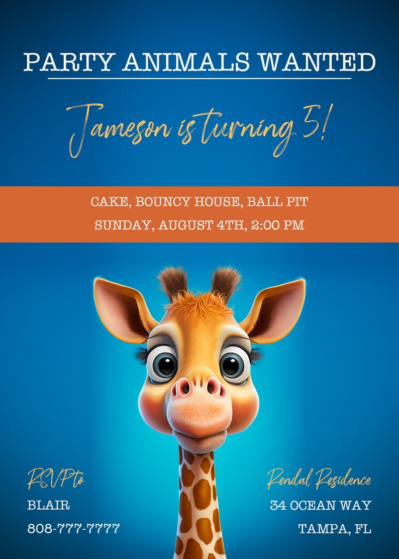 Party Animals Wanted Birthday Invitation Template - Etsy
