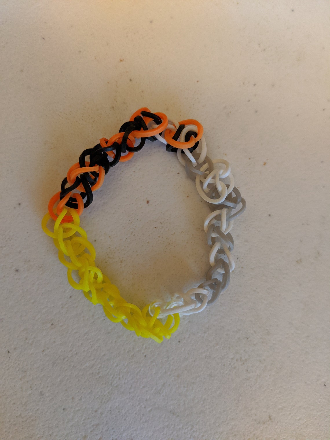 Rubber Band Bracelet Loop Orange Black Yellow and Gray - Etsy
