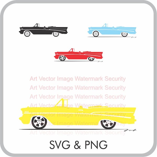 1957 Bel Air Convertible Clip Art - Etsy