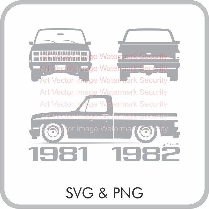 1981-1982 Chevy Chevrolet C10 Short Square Body Pickup Truck 3 View Svg ...