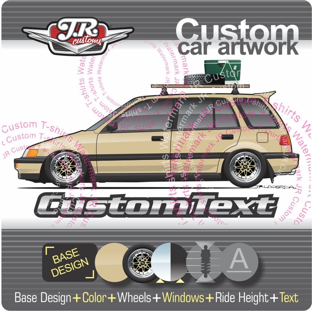 Custom 1988 1989 1990-1992 Civic Wagon Shuttle Wagovan Art for Honda T ...