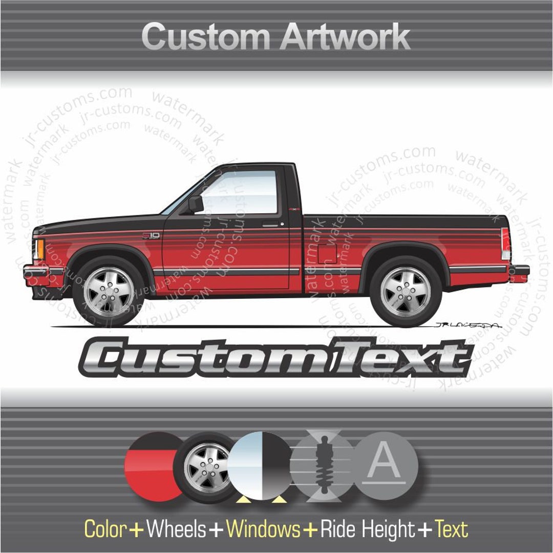 Custom 85 1985 86 1987 1988 89 1990 Chevrolet Chevy S-10 S10 Pickup ...