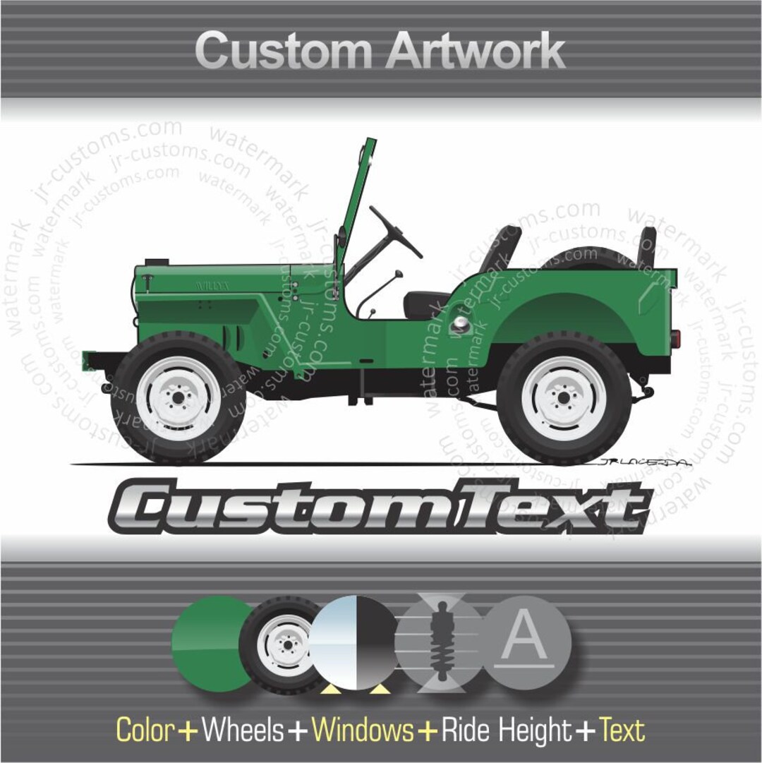 Custom 1945 1946 46-53 Willys Overland Universal CJ-2A CJ2A 3A Jeep ART ...
