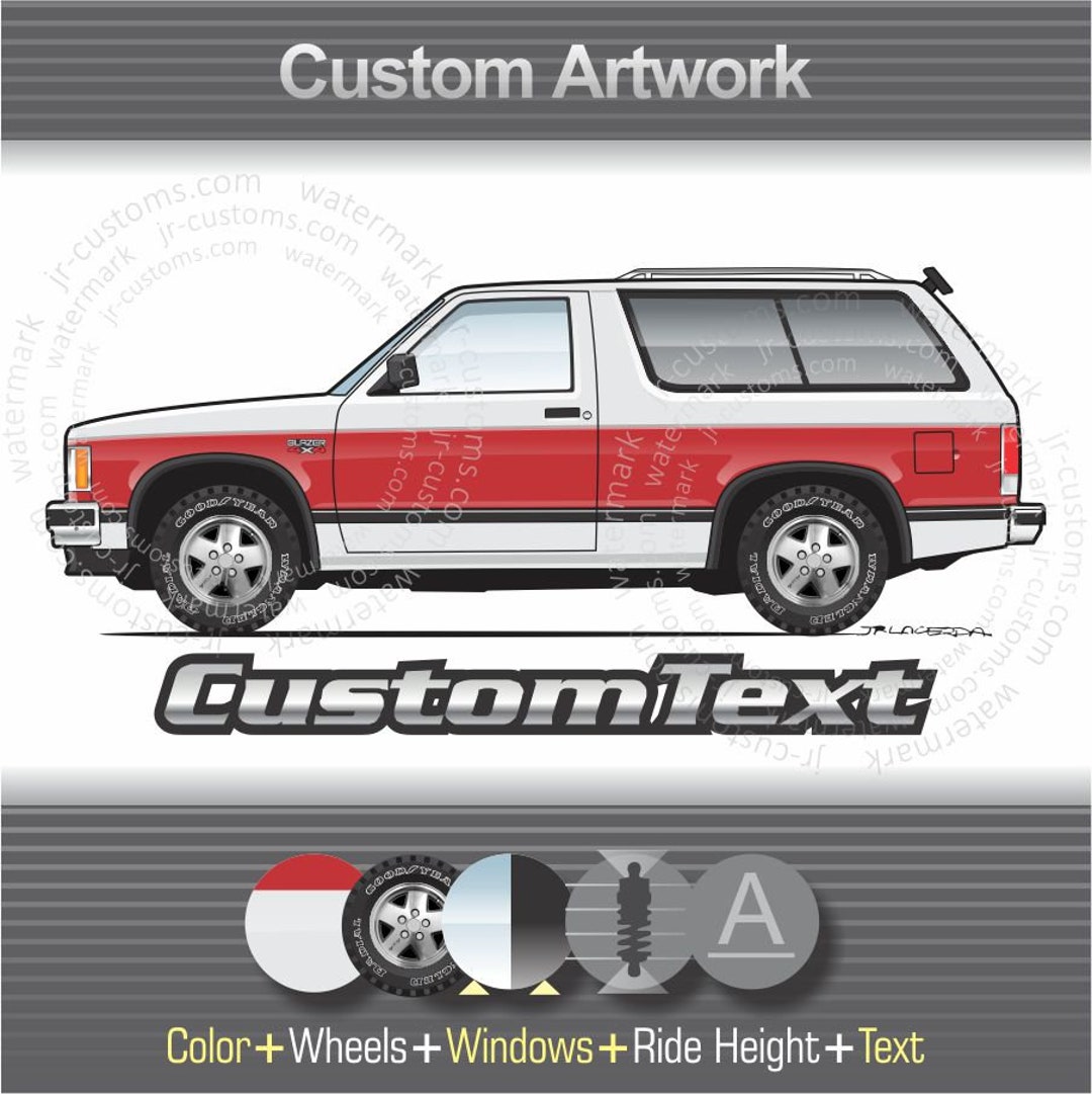 Custom Chevy S-10 Blazer Art, GMC Jimmy S-15, Digital Car Portrait (PNG ...