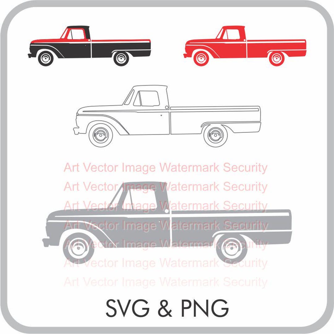 1964 1965 1966 64 65 66 F100 F-100 Lwb Pickup Truck Ford Svg Vector ...
