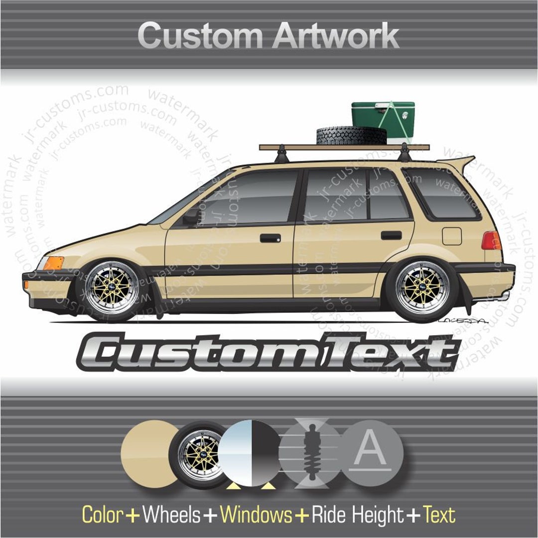 Custom 1988 1989 1990-1992 Civic Wagon Shuttle Wagovan Art for Honda T ...