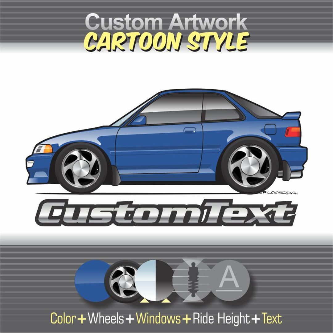 Custom Cartoon 1990 90 91 1991 1992 92 93 1993 Integra Rs GS GSX Acura ...
