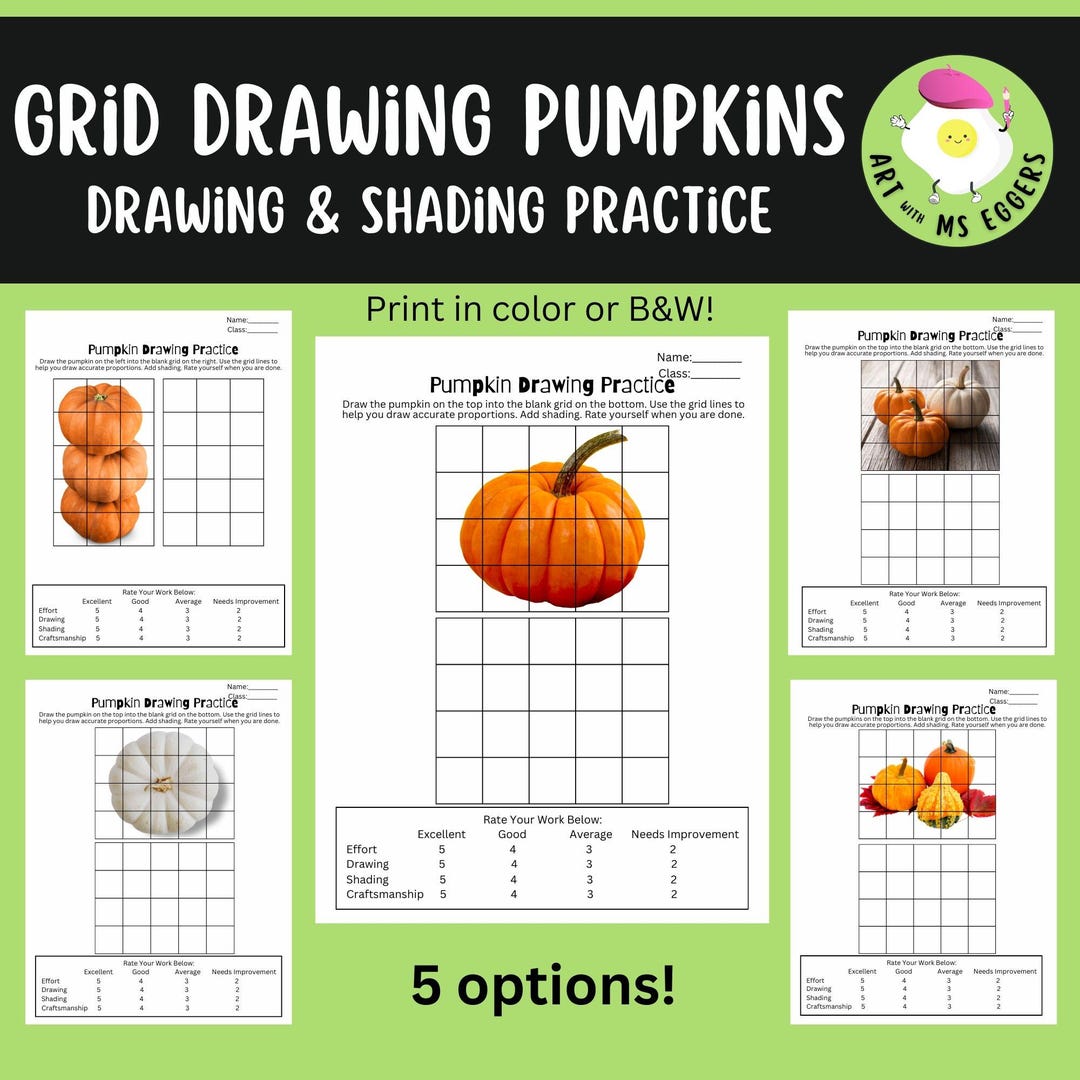 Gridded Pumpkins: How to Draw a Pumpkin - Etsy