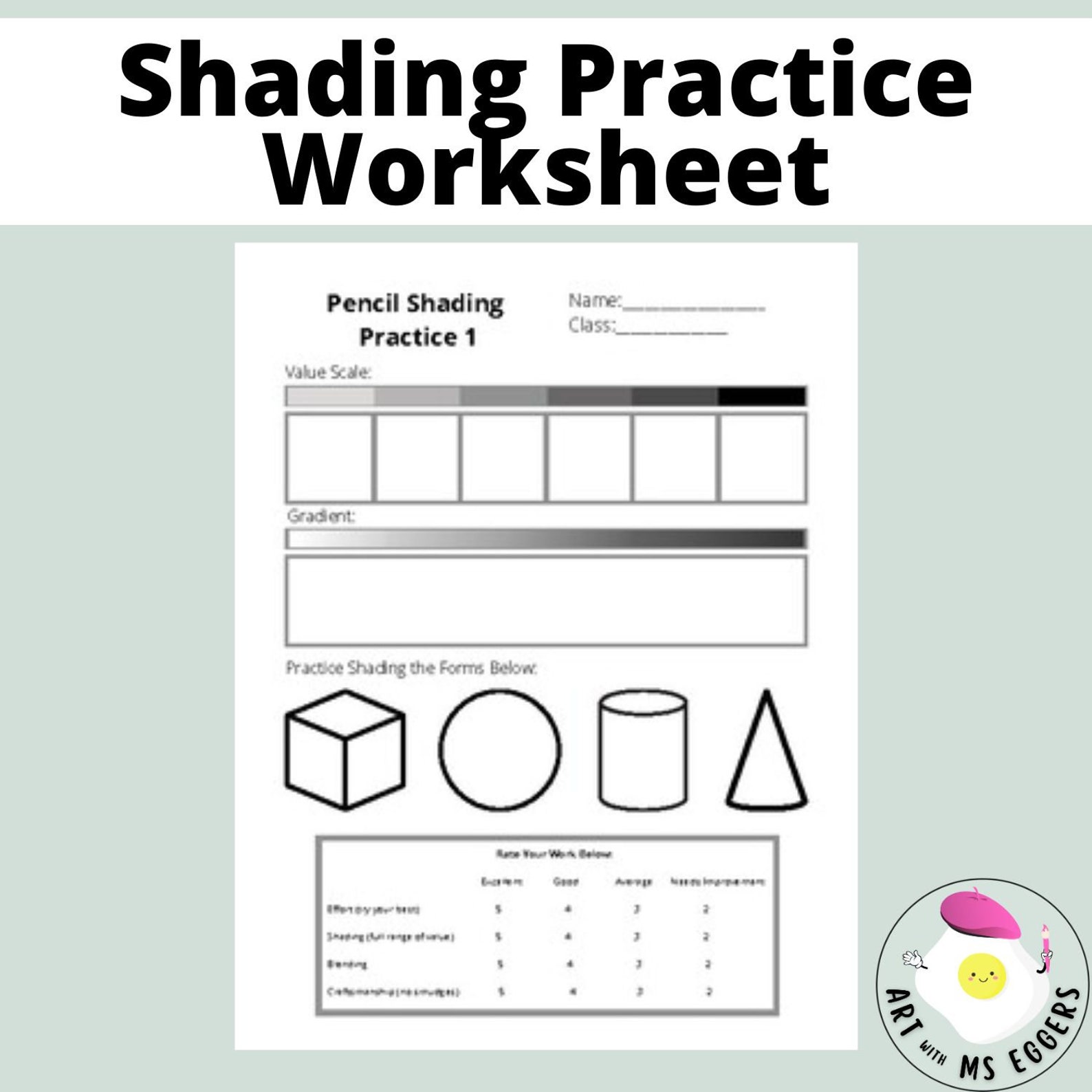 Pencil Shading Practice: Value Scale, Gradient, and Shading Forms - Etsy