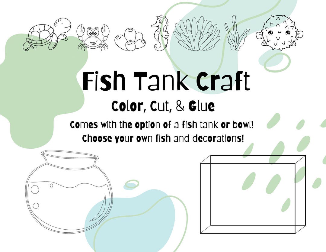 Fish Tank Craft: Color, Cut, & Glue - Etsy