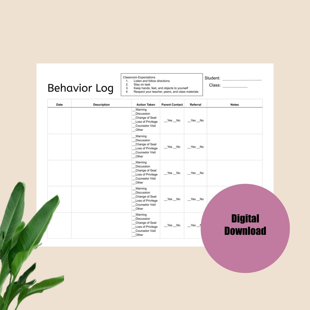 Behavior Log Documentation for Teachers - Etsy