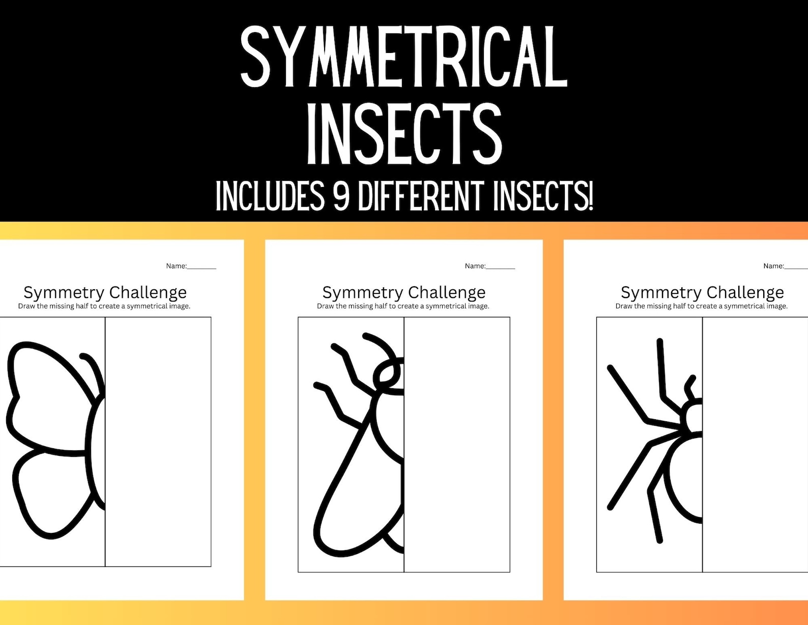 Symmetry Insect Challenge: Finish the Drawing - Etsy