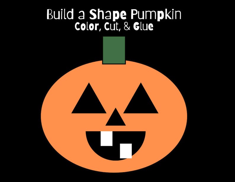 Build a Shape Pumpkin: Jack-o-lantern Craft for Kids - Etsy