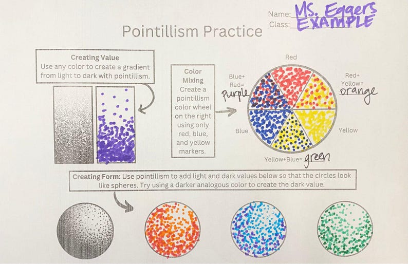 Pointillism Technique Practice - Etsy