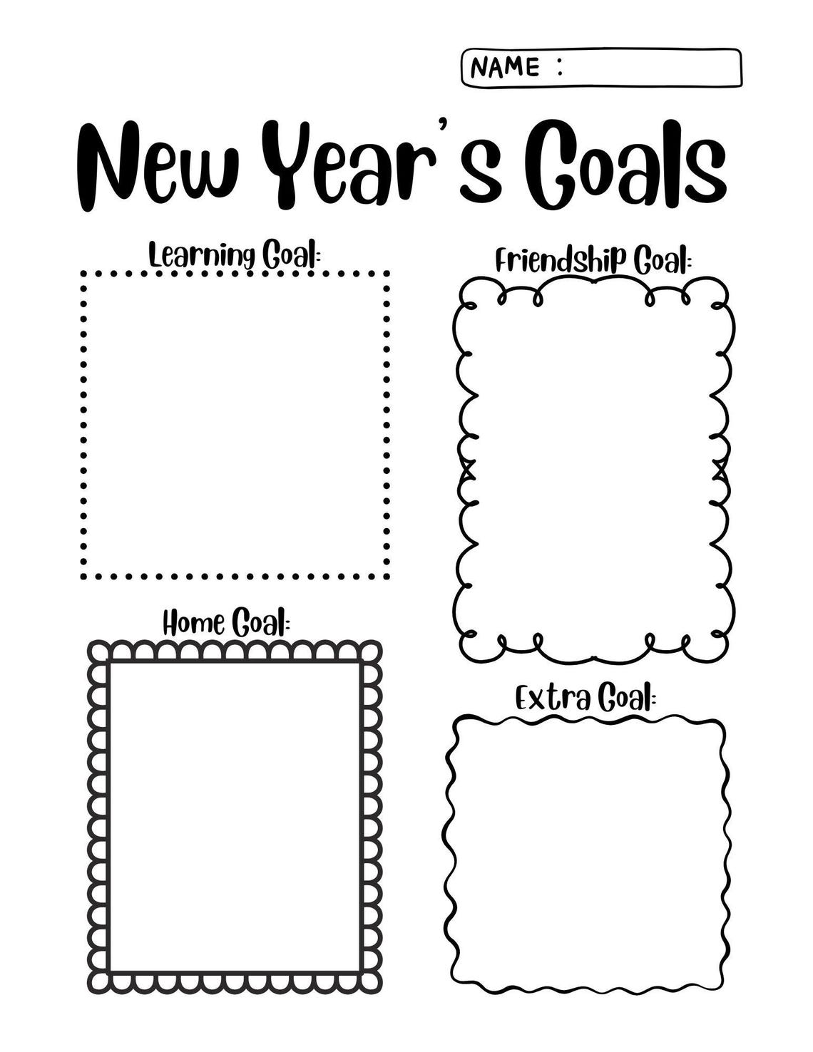 New Year's Goals Sheet for Kids - Etsy