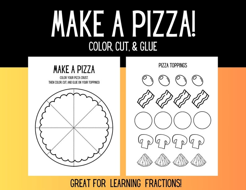 Printable Pizza Craft: Great for Learning Fractions! - Etsy