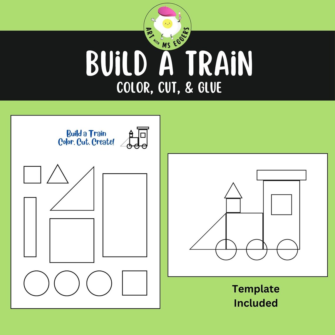 Train Craft, Learning Shapes, Preschool Craft - Etsy