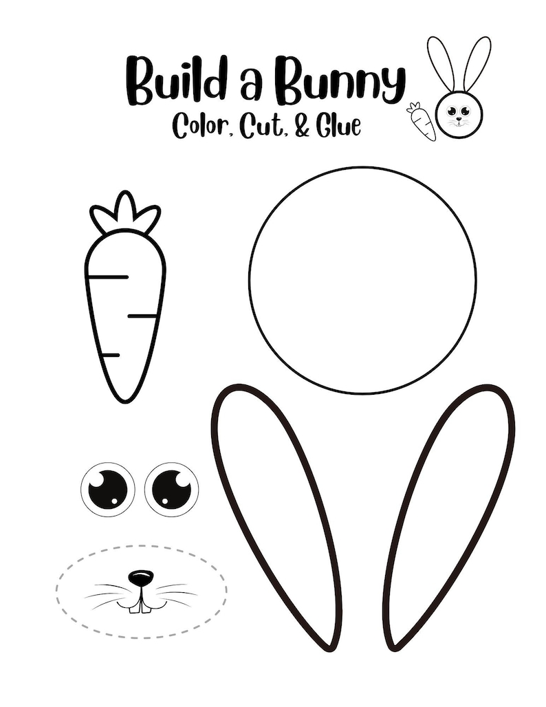 Build a Bunny, Easter Bunny Cut and Paste, Preschool Spring Craft - Etsy