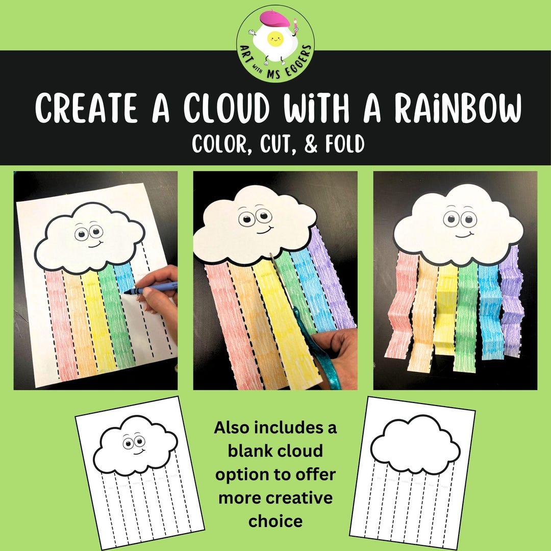 Cloud With Rainbow Craft, Preschool Printable, Kindergarten - Etsy
