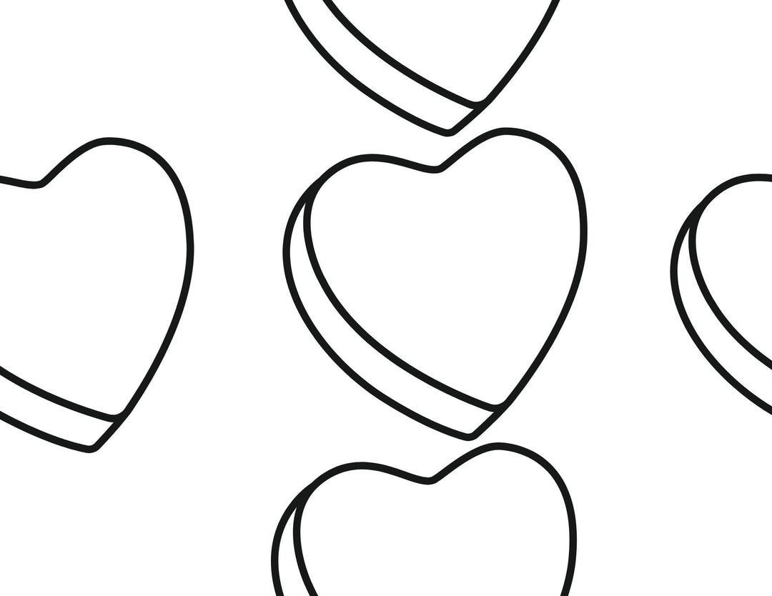 Conversation Heart Coloring Page, Painting Page for Tints and Shades ...