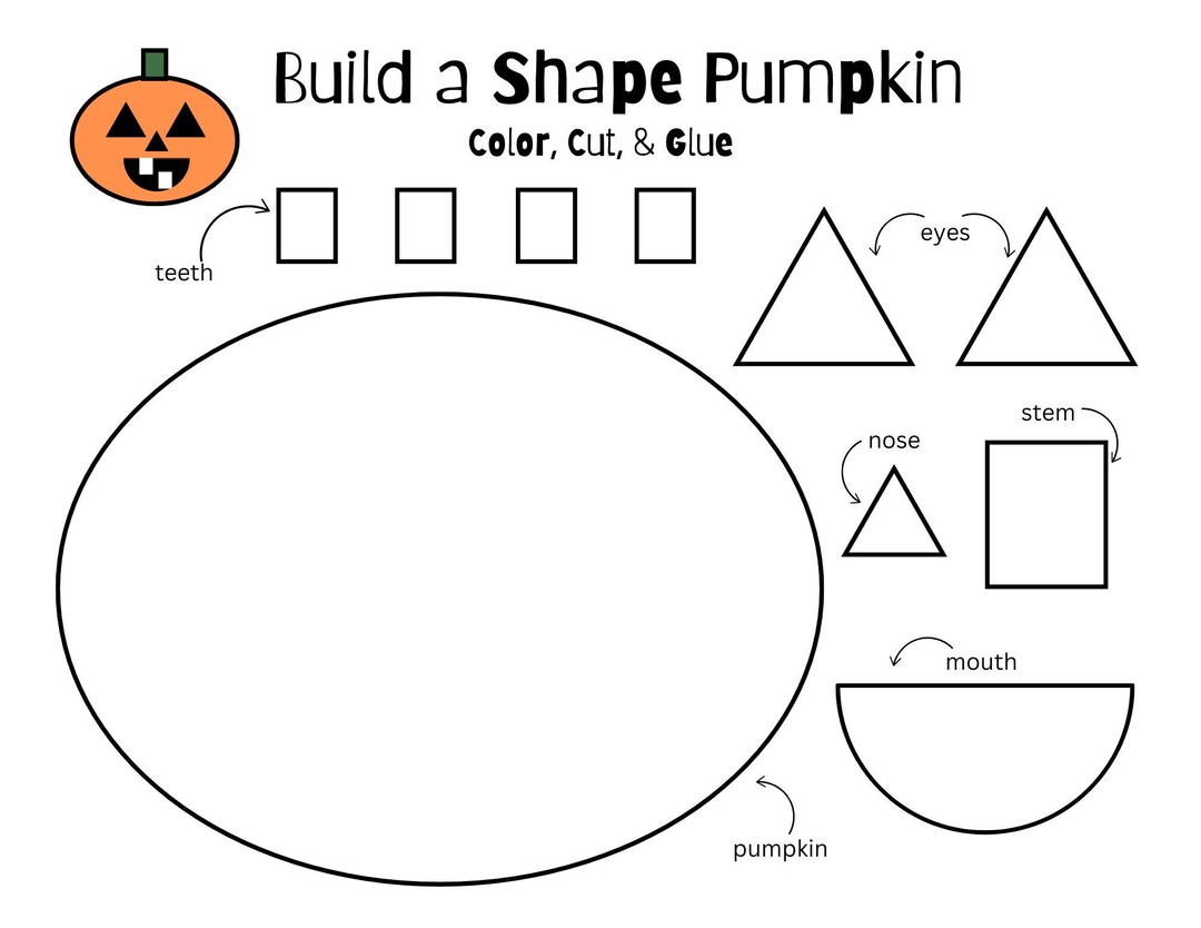 Build a Shape Pumpkin: Jack-o-lantern Craft for Kids - Etsy