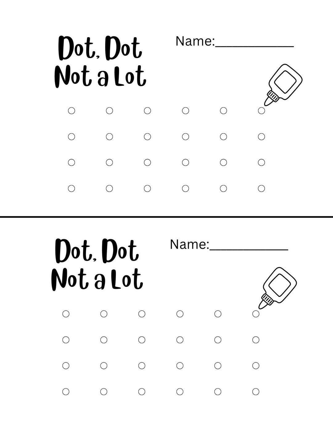 Glue Bottle Practice, Glue Practice, Dot Dot Not a Lot, Preschool ...