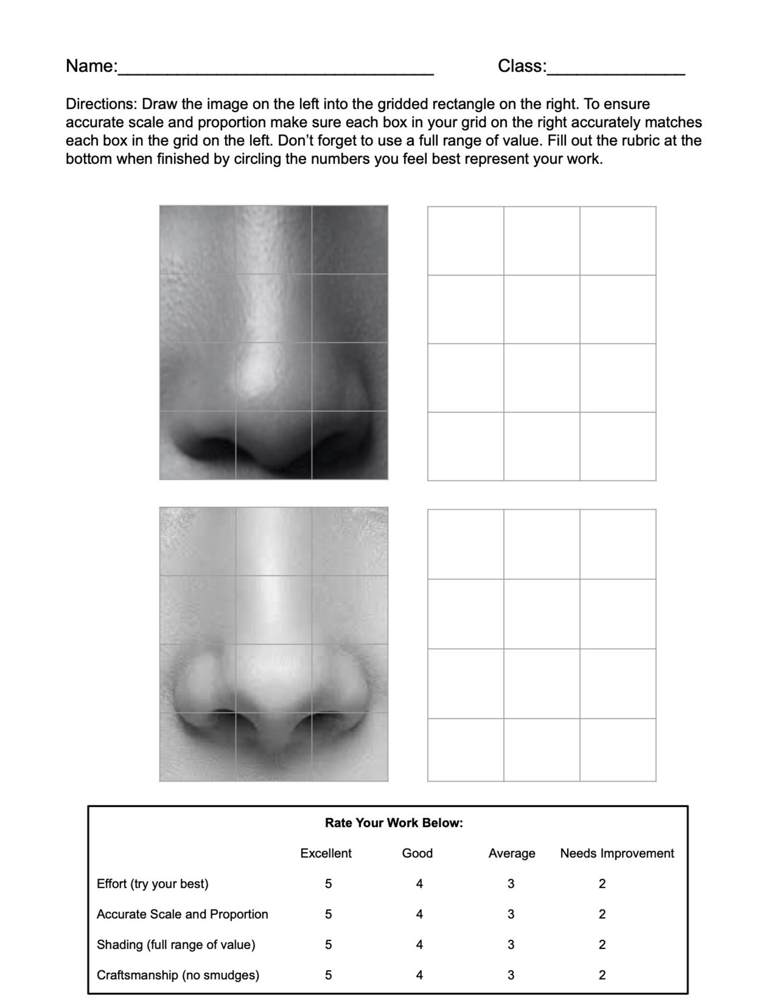 How To Draw Facial Features Using The Grid Method Download Now Etsy