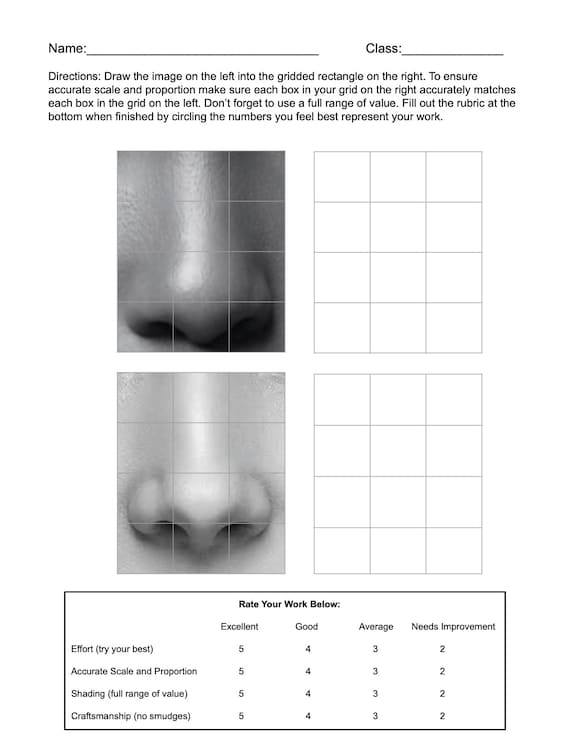 How To Draw A Face Using Grid Method
