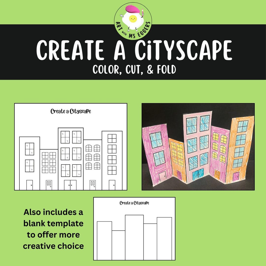 Create a Cityscape, First Grade Craft, Kindergarten Craft, Color and ...
