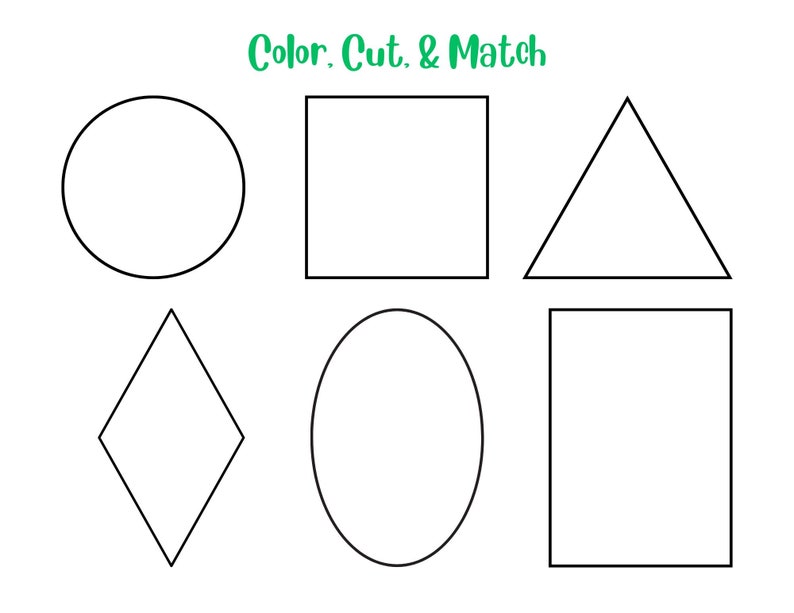 Shapes Craft: Color, Cut, & Match the Shapes - Etsy