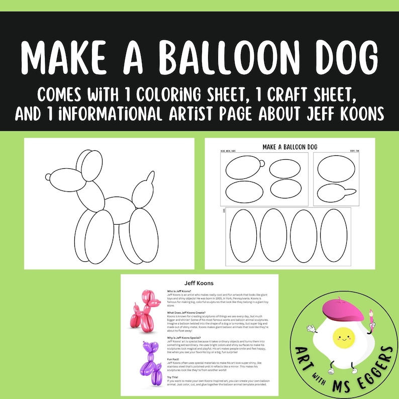 Balloon Dog Craft: Coloring and Craft Activity for Kids - Etsy