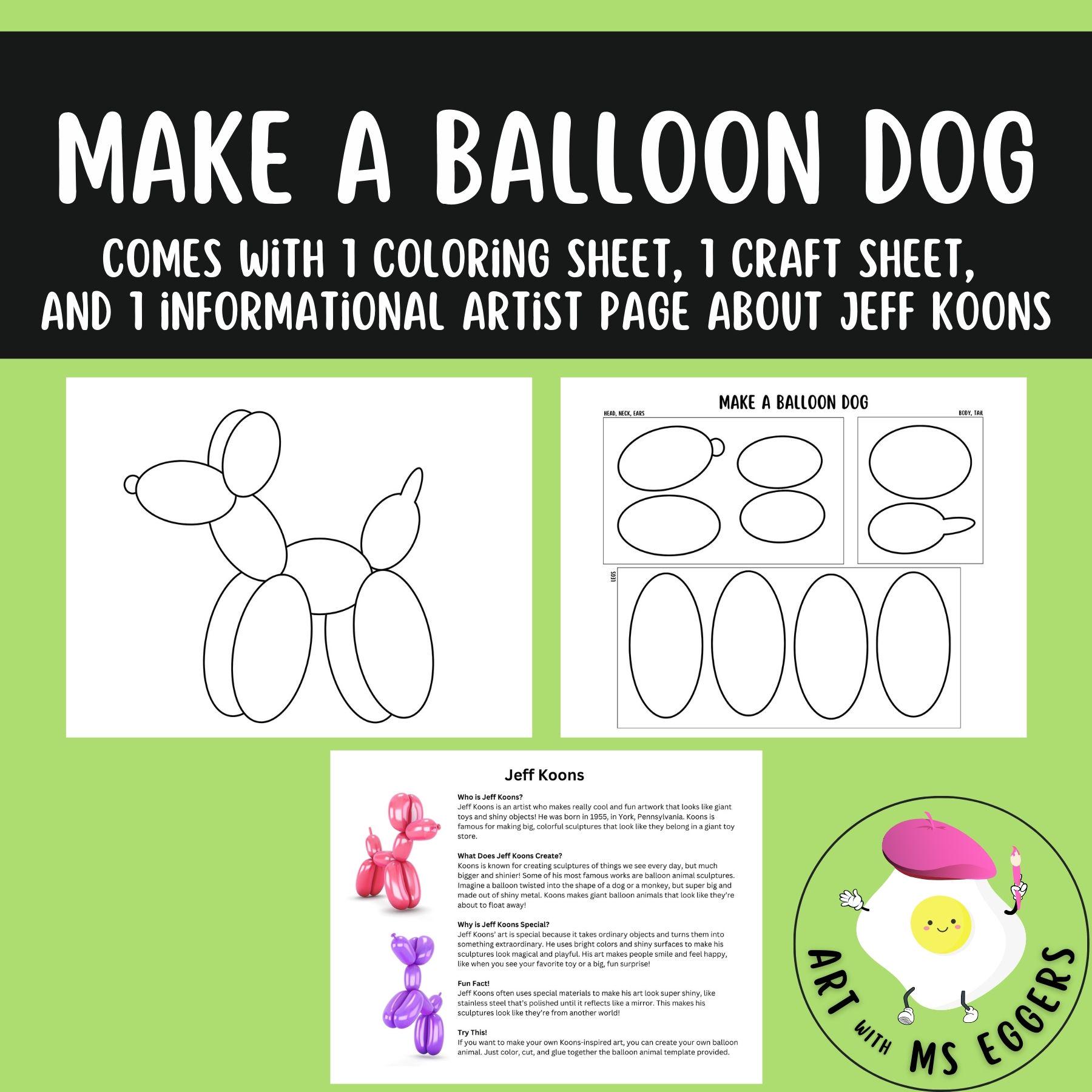 Balloon Dog Craft: Coloring and Craft Activity for Kids - Etsy
