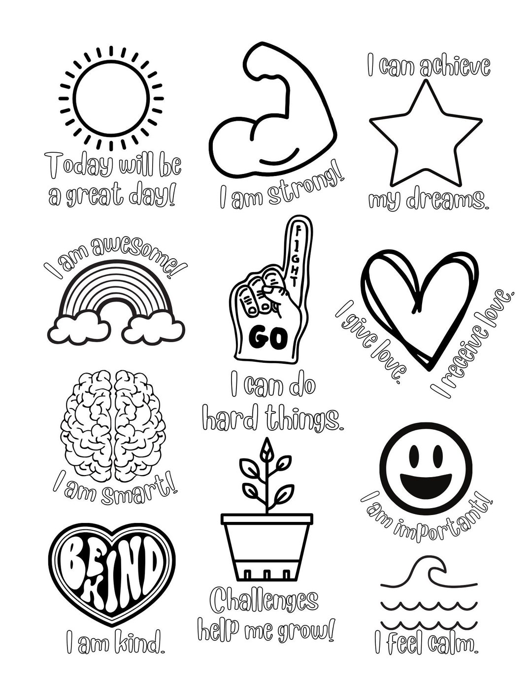 Affirmation Coloring Page: Mental Health for Kids - Etsy