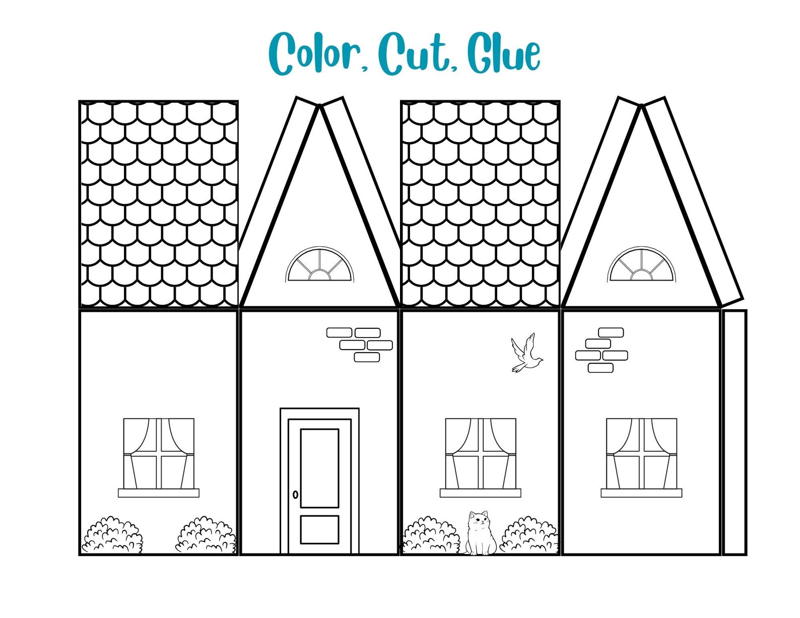 House Craft: Build a House (color, Cut, and Glue) - Etsy