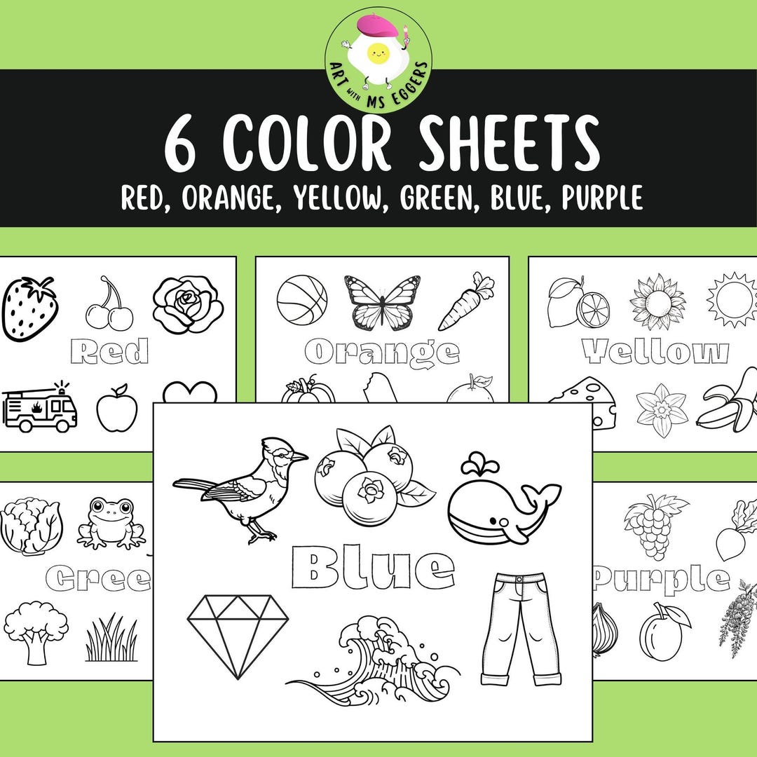 Color Recognition Coloring Pages – Red, Orange, Yellow, Green, Blue ...