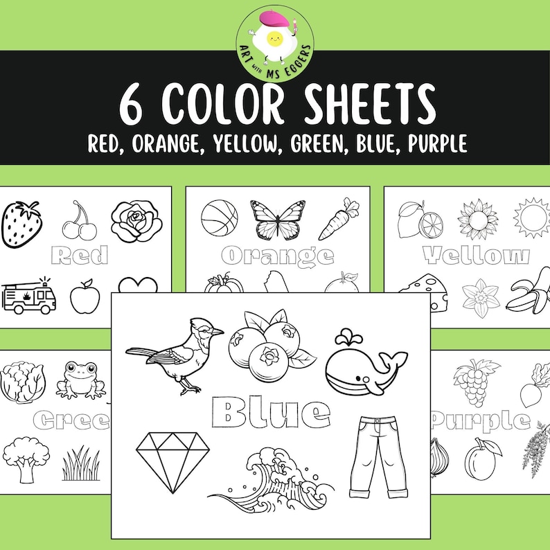 Color Recognition Coloring Pages – Red, Orange, Yellow, Green, Blue ...