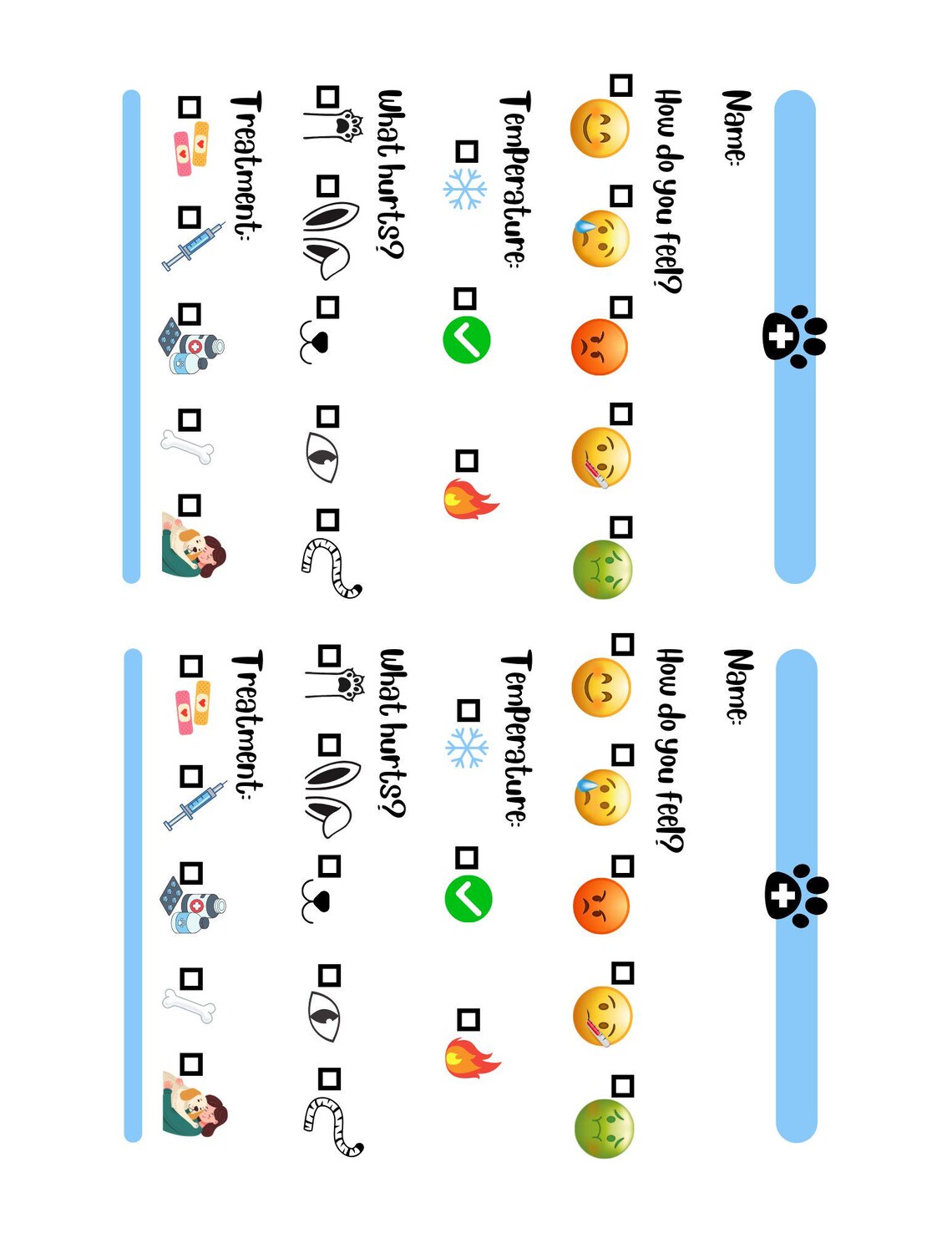 Play Pretend Vet Clinic Check up Form: Stuffed Animal Check Up - Etsy