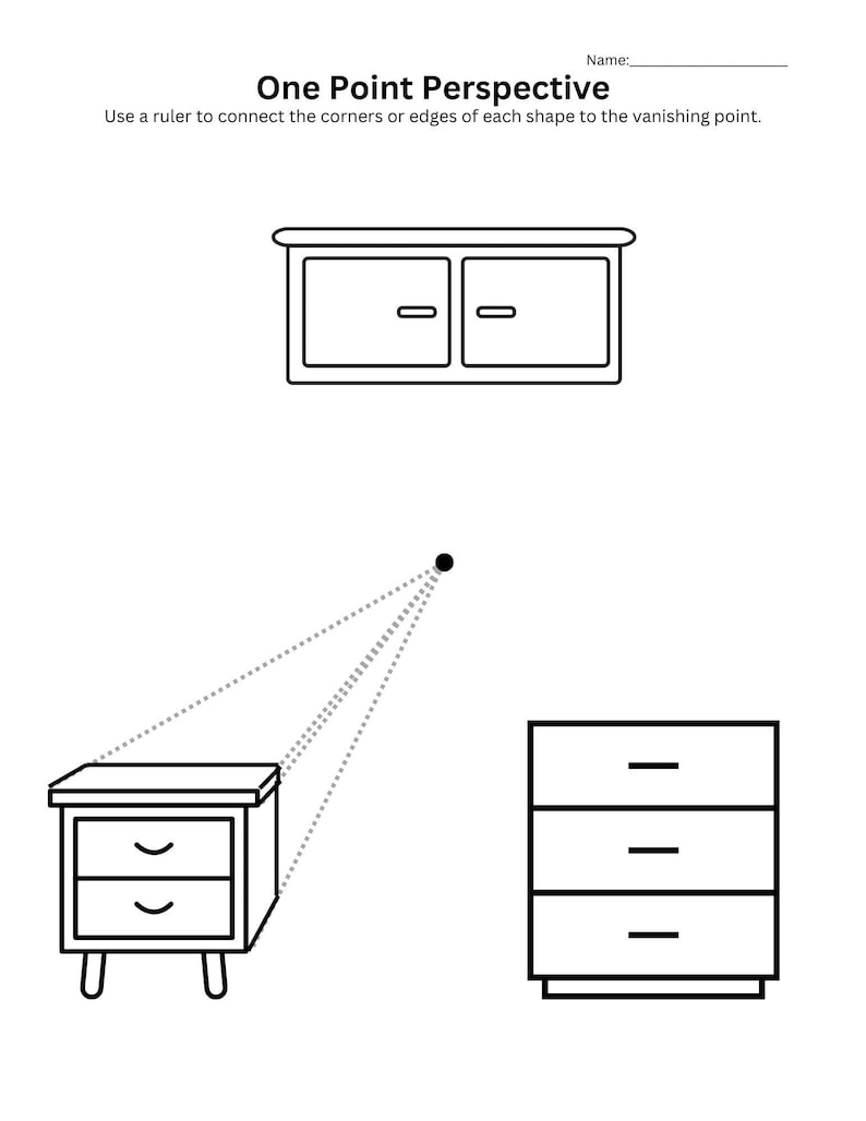 One Point Perspective Drawing Exercises: Learn How to Draw - Etsy