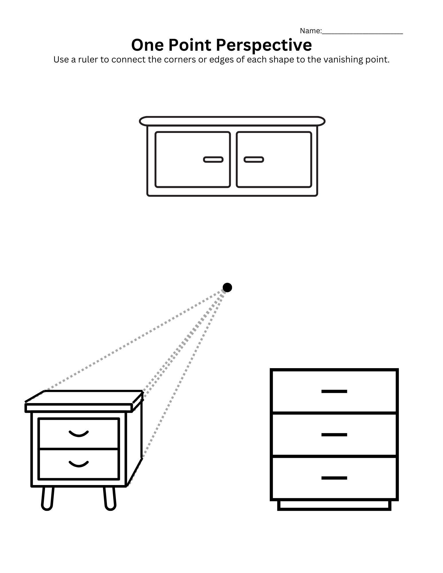 One Point Perspective Drawing Exercises: Learn How to Draw - Etsy
