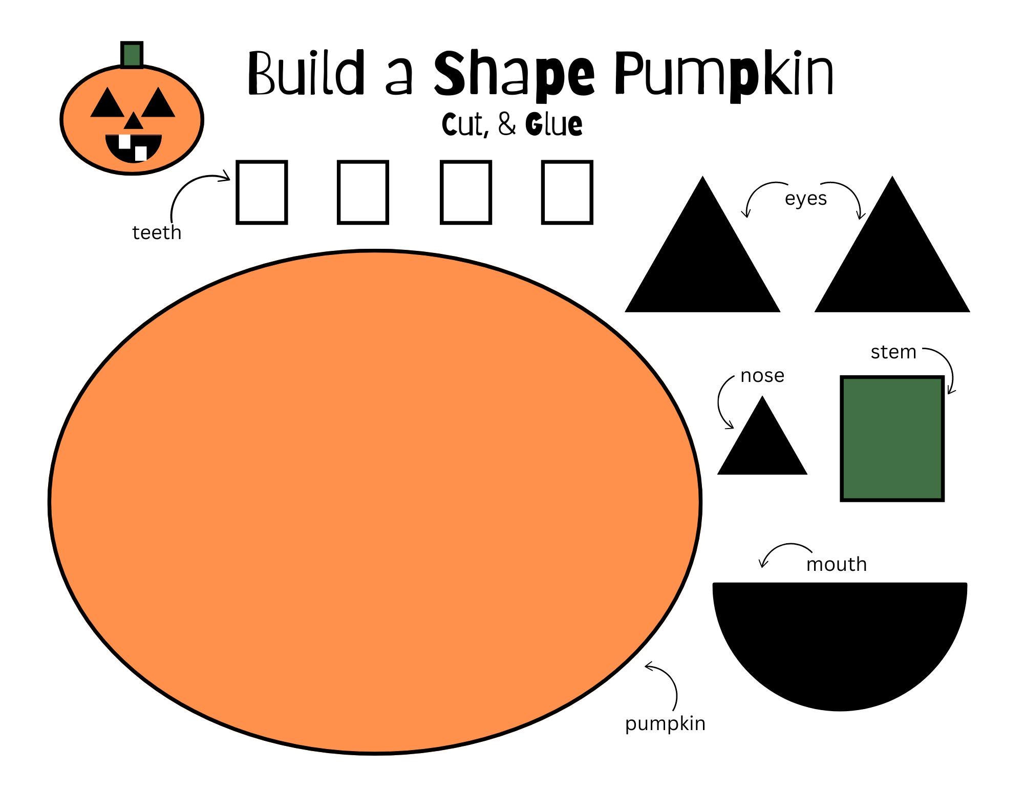 Build a Shape Pumpkin: Jack-o-lantern Craft for Kids - Etsy