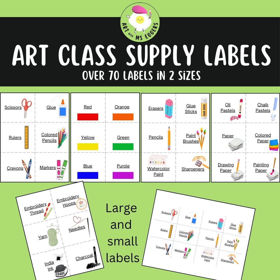 Art Class Supply Labels: Printable Labels, Craft Room, Art - Etsy