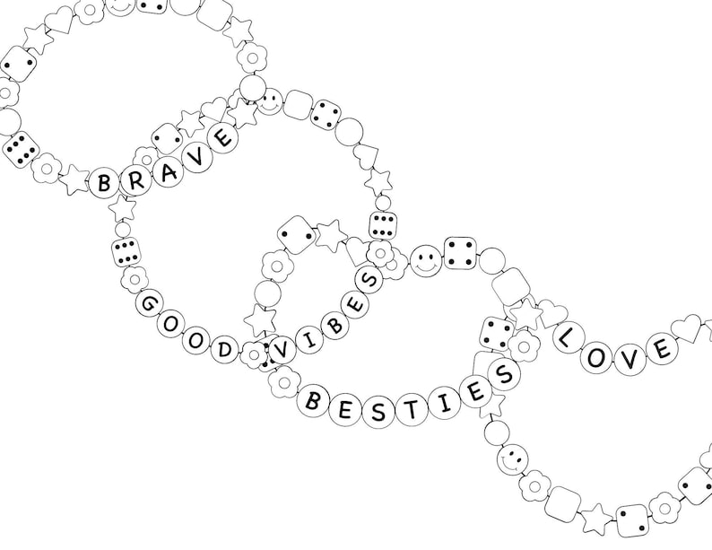 Friendship Bracelet Coloring Pages - Etsy