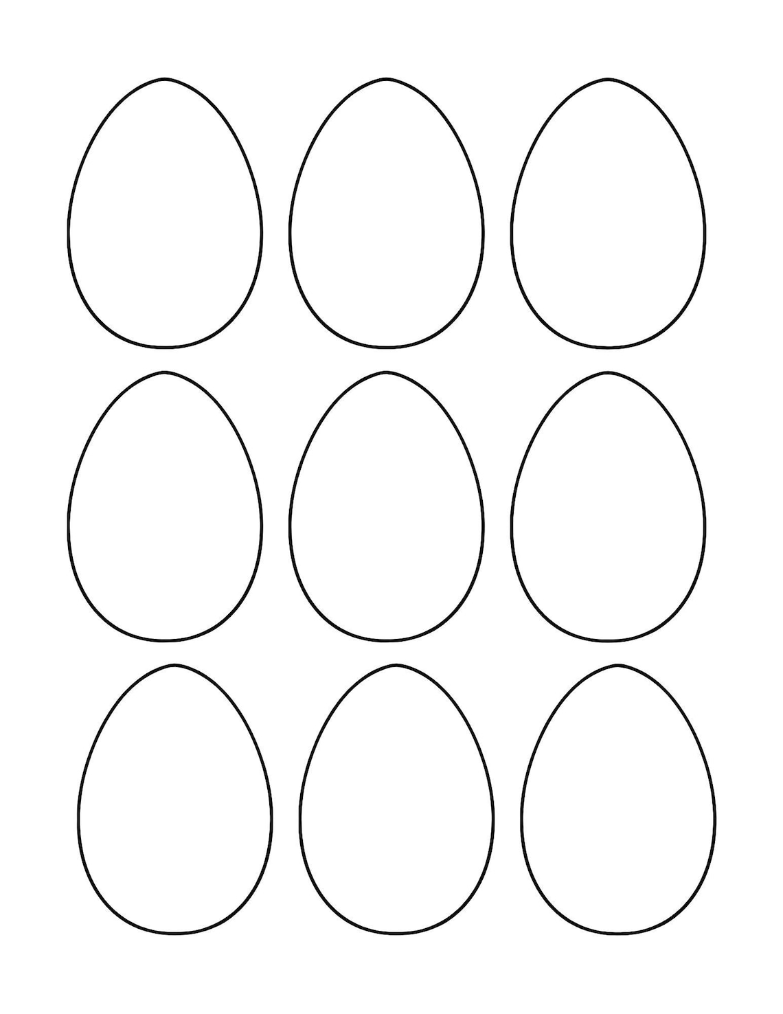 Egg Template in Multiple Sizes, Easter Egg PDF, Egg Coloring Page - Etsy