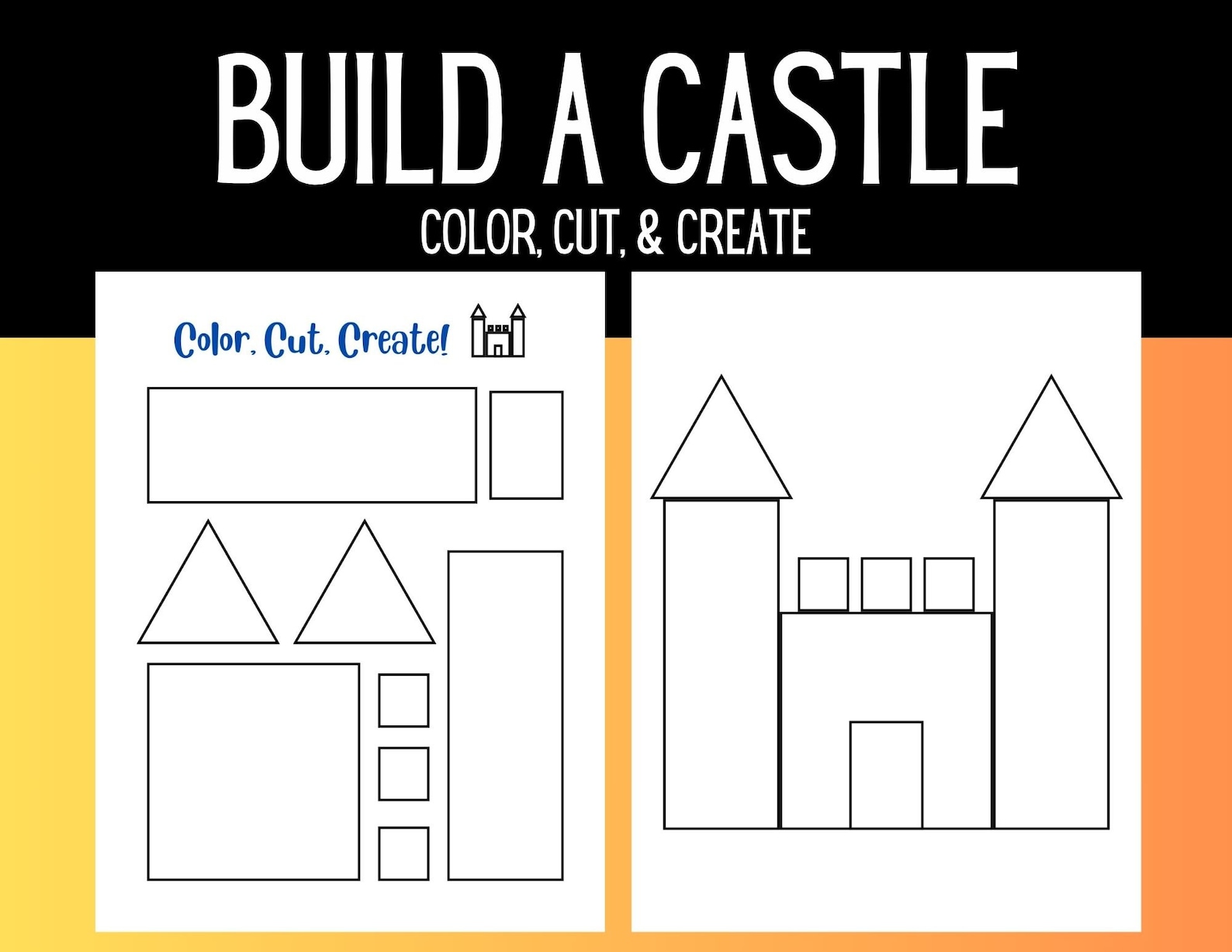 Castle Shape Craft: Printable Preschool Craft - Etsy