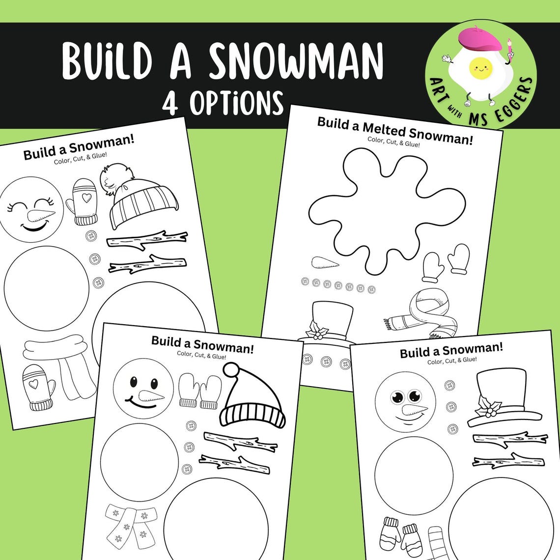 Build a Snowman: Printable Winter Craft for Kids, Melted Snowman, Make ...
