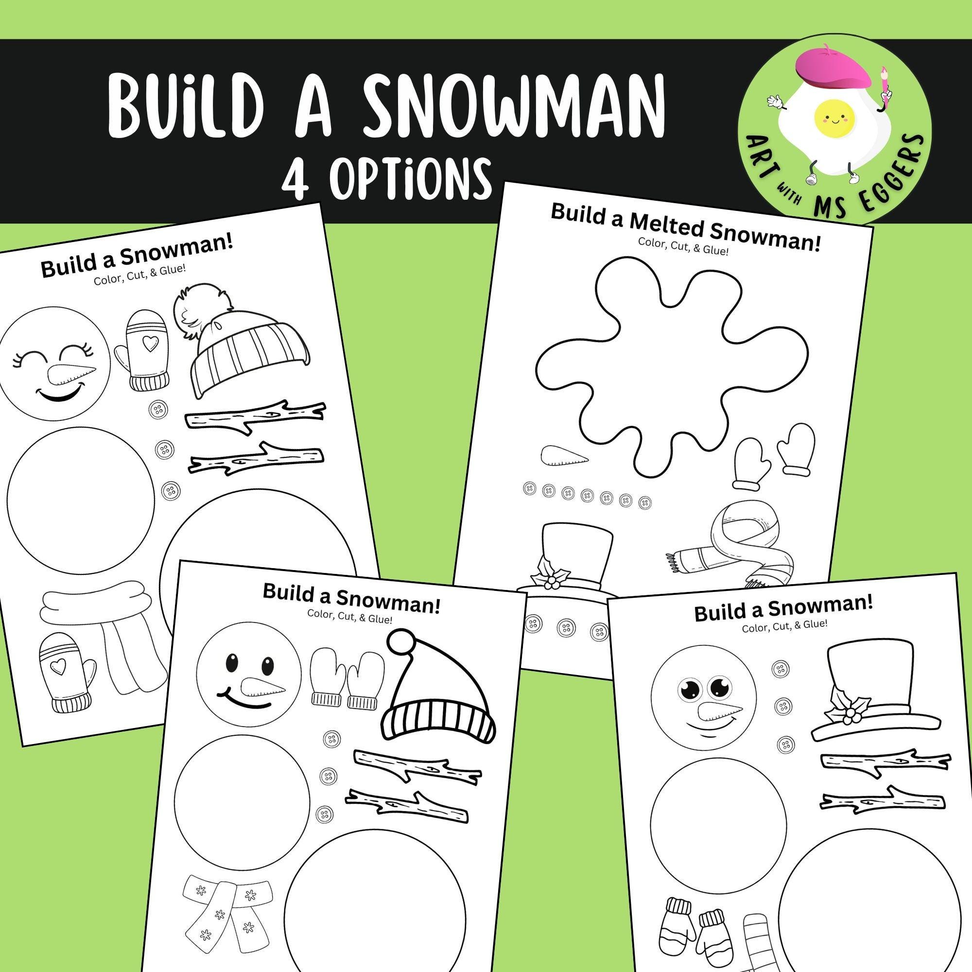 Build a Snowman: Printable Winter Craft for Kids, Melted Snowman, Make ...