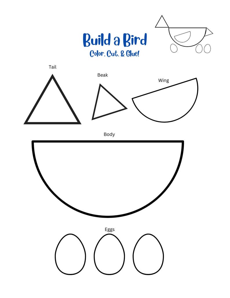 Bird Shape Craft, Preschool Spring Craft - Etsy