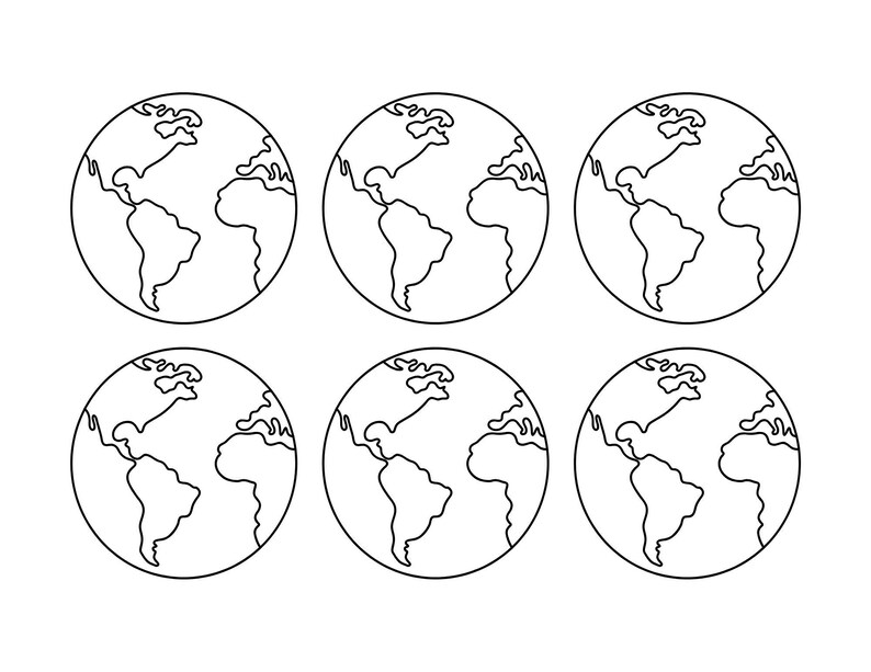 Earth: Comes in 4 Sizes and 2 Variations, Earth Template, Earth Stencil ...